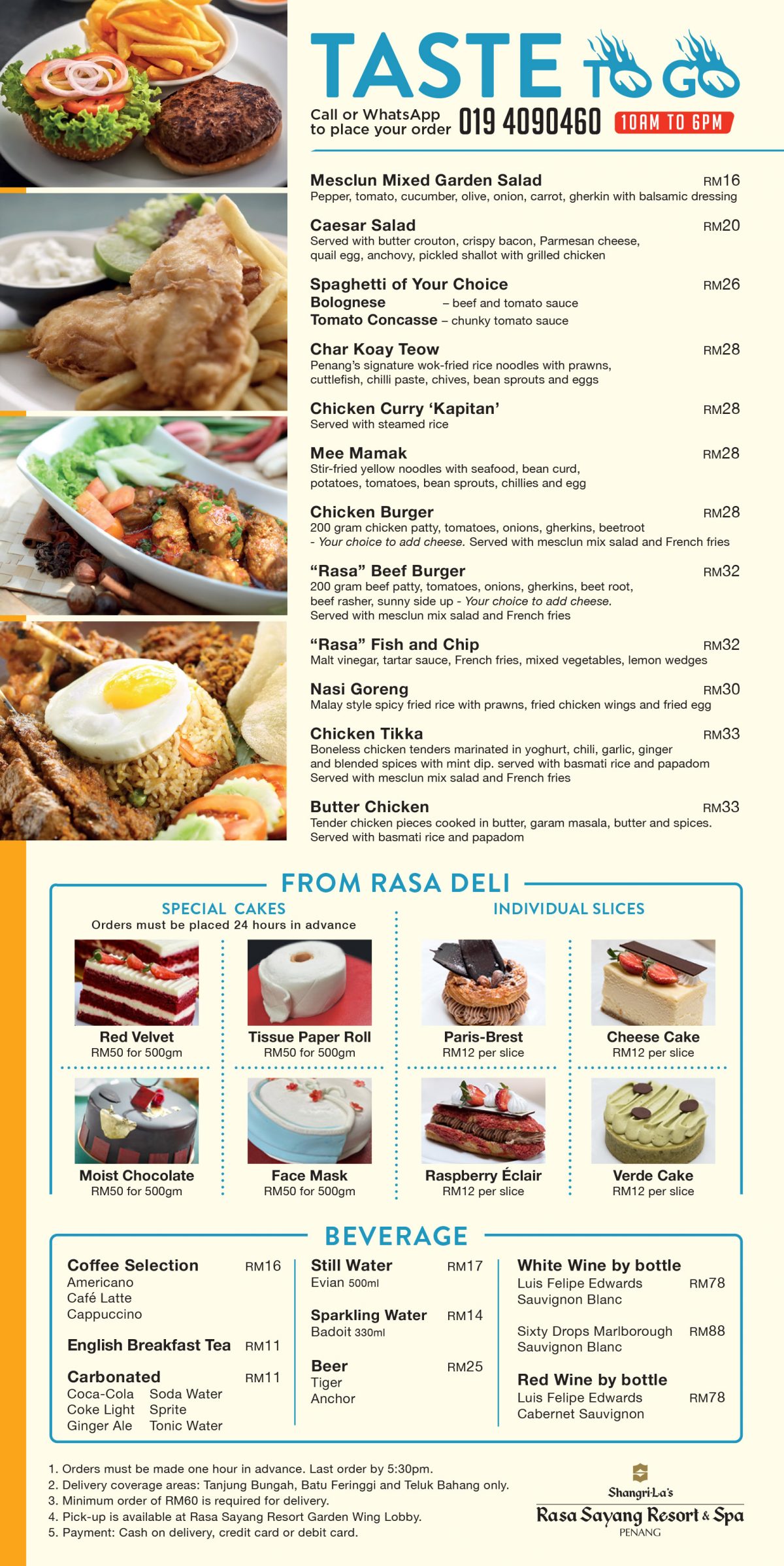 Taste To Go Menu featuring Tissue Paper Roll and Face Mask Cakes Only ...